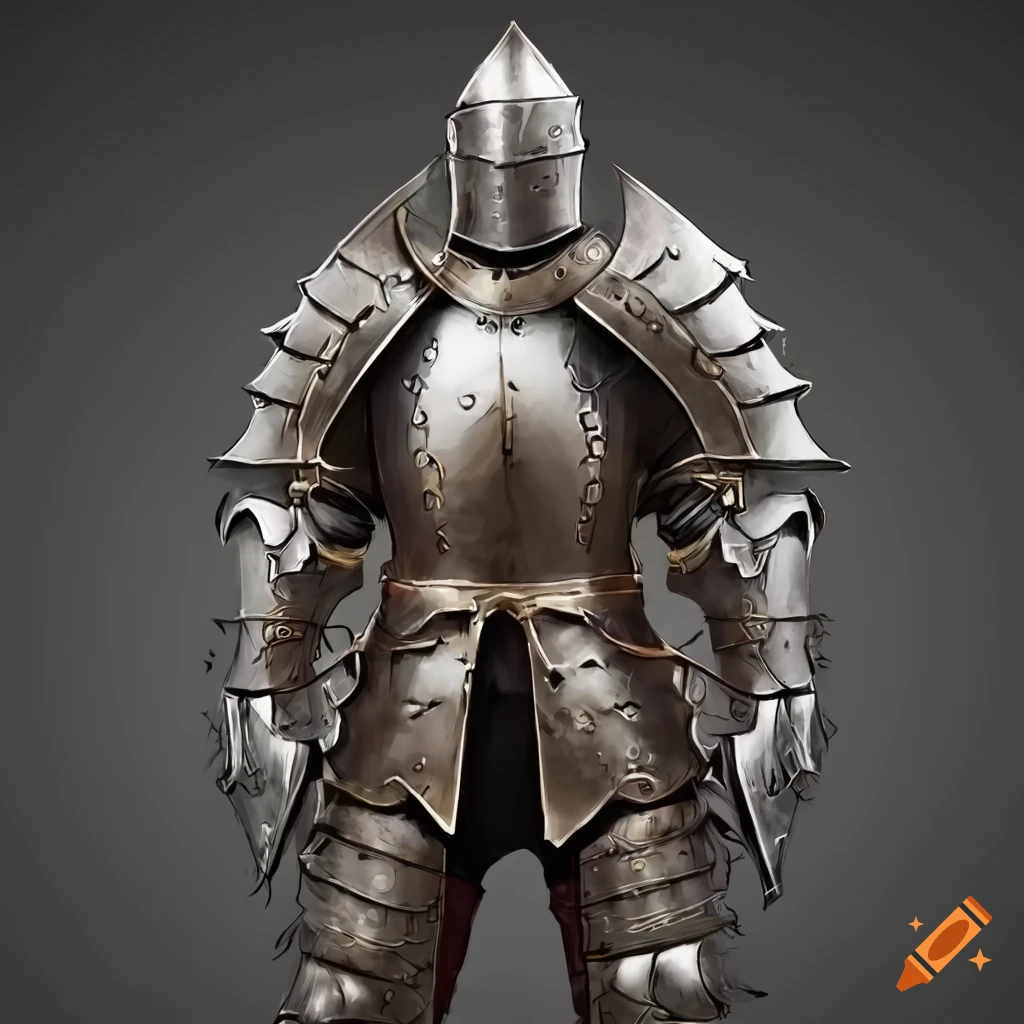 Full plate armored knight in a menacing stance on Craiyon