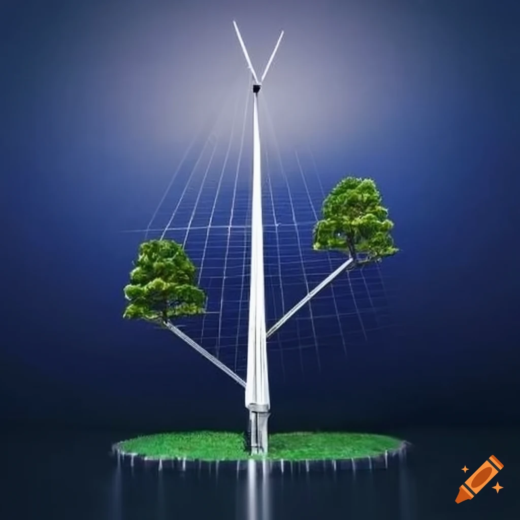Large solar energy trees on Craiyon