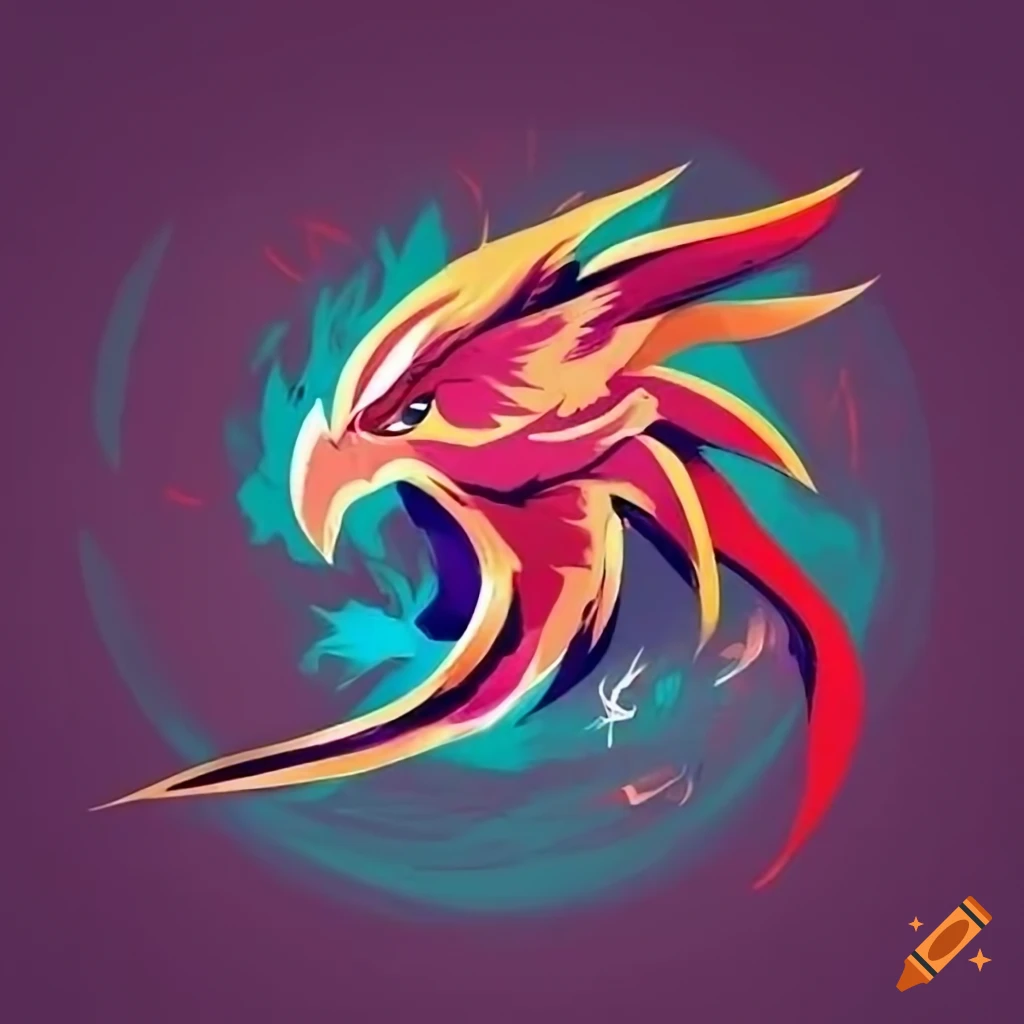 Phoenix mascot logo in clean bold lines with white and red color scheme ...