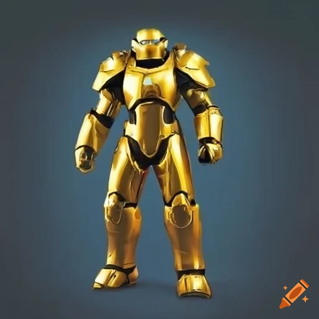 Full body golden power armor on Craiyon