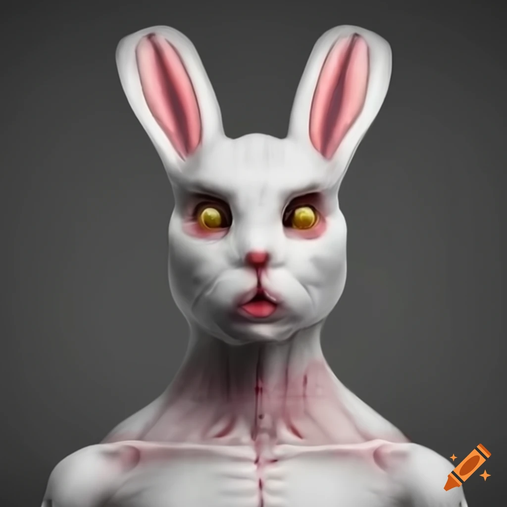 Illustration of an angry rabbit-like humanoid with segmented eyes on ...