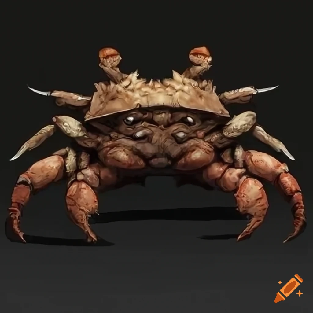 Concept art of a monstrous crab on Craiyon