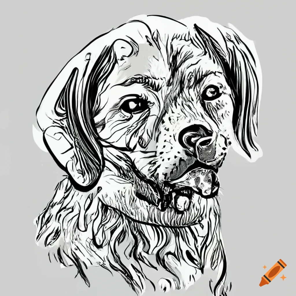 Dog line drawing for coloring on Craiyon