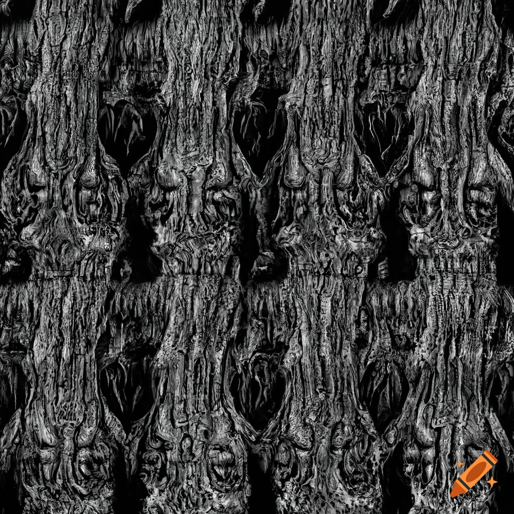 Seamless black and white biomechanical rib texture on Craiyon