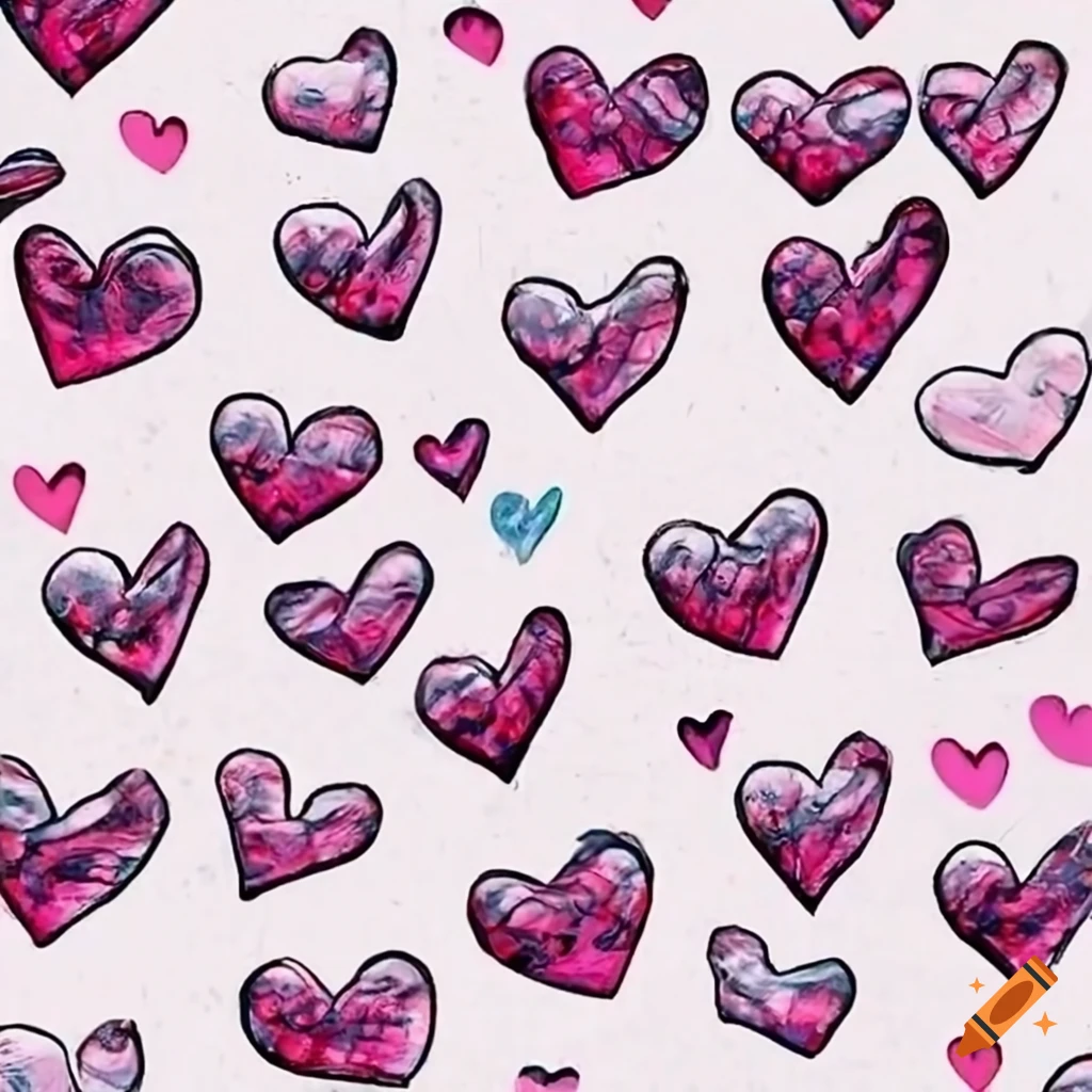 Handmade heart symbols for a cellphone background on Craiyon
