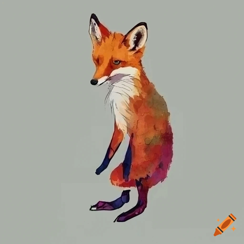 Fox held by scruff with transparent background in watercolor on Craiyon