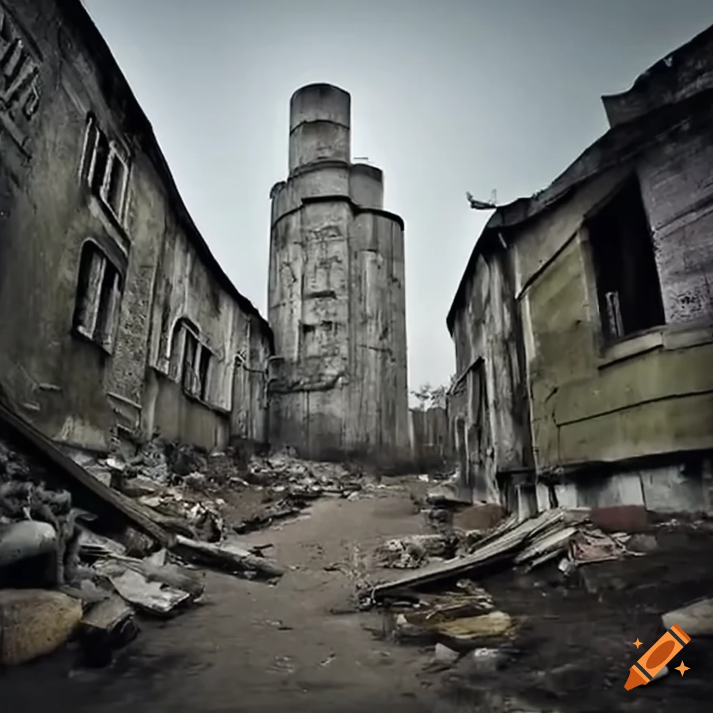 Urban landscape with towering concrete slums in russia on Craiyon