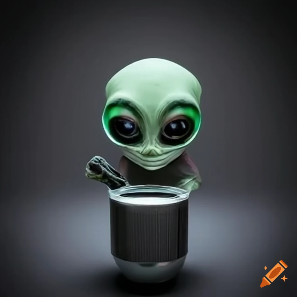 Alien drinking milk on Craiyon