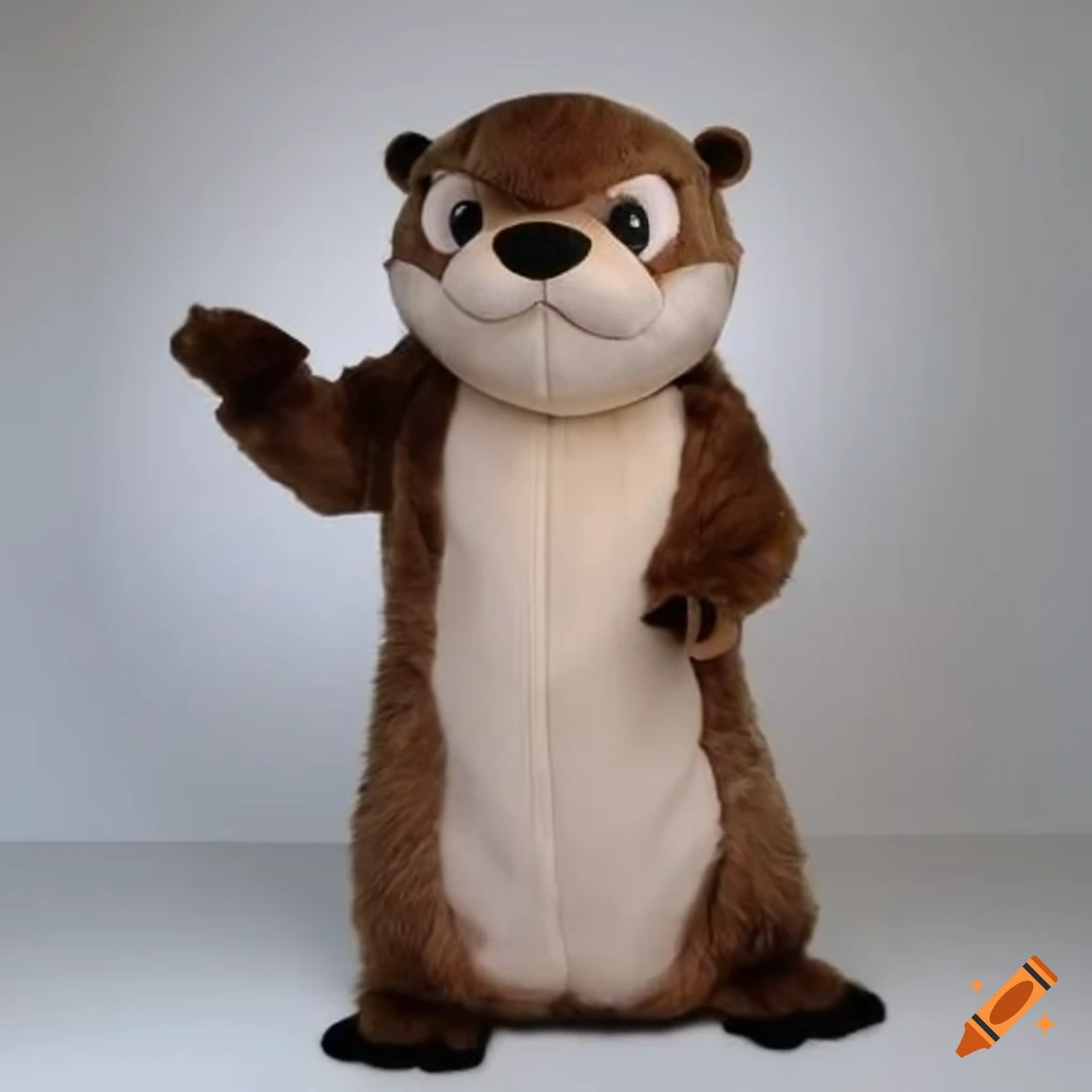 Baby wearing a cartoony otter mascot costume on Craiyon