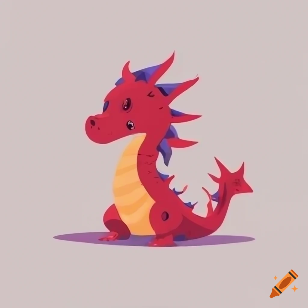Cute dragon illustration with simple vector shapes on Craiyon
