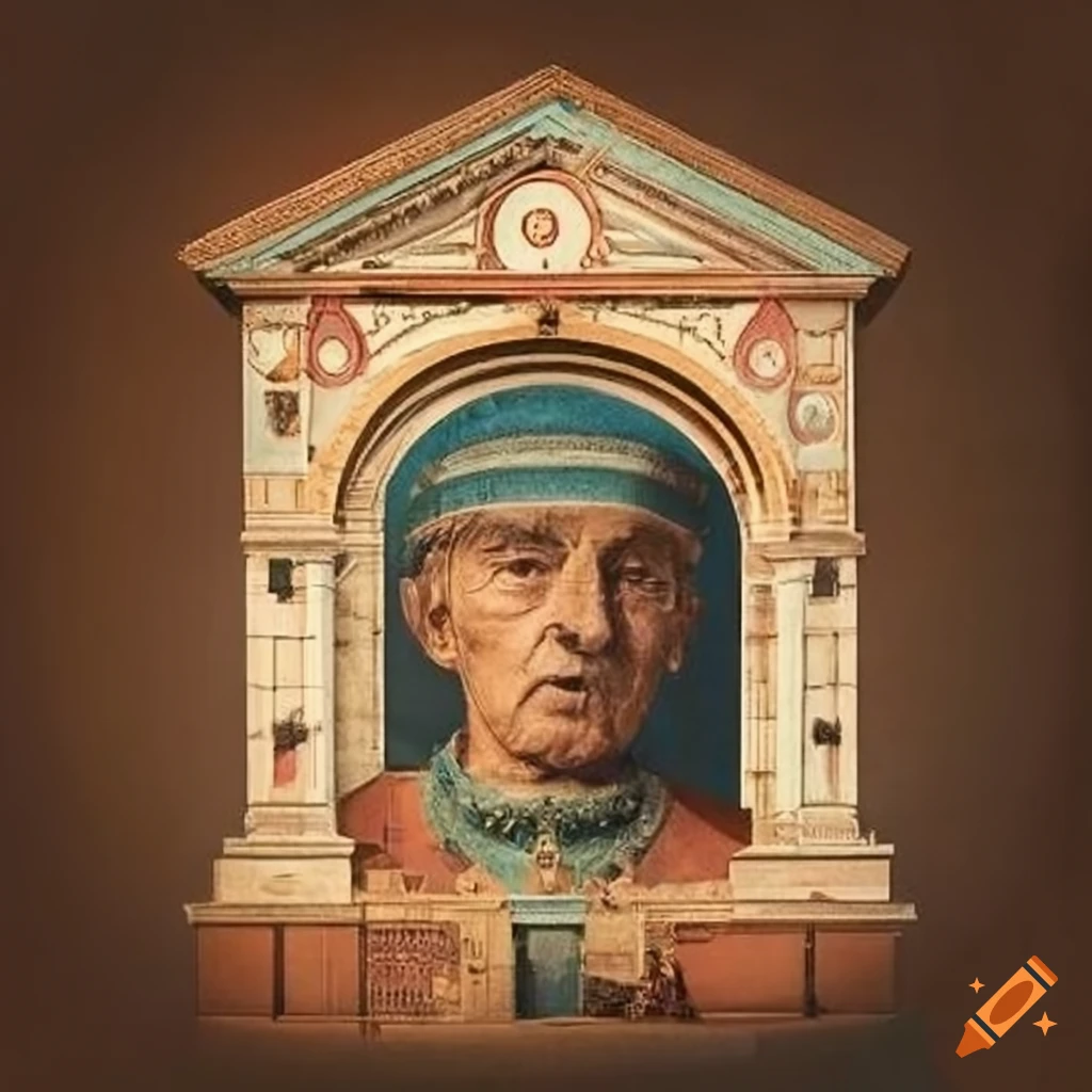 Mixed media collage of leon battista alberti's architectural designs ...