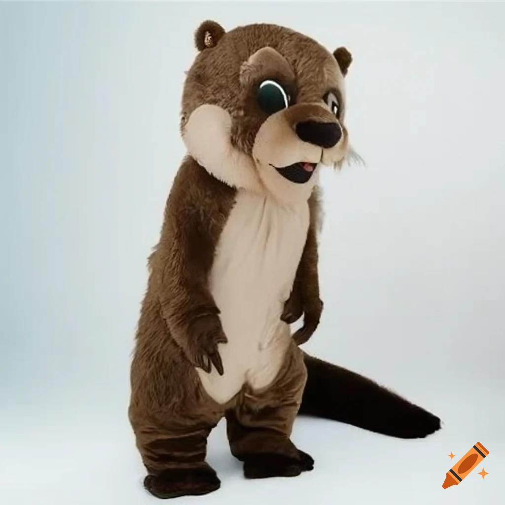 Baby wearing a full body otter mascot costume fursuit on Craiyon