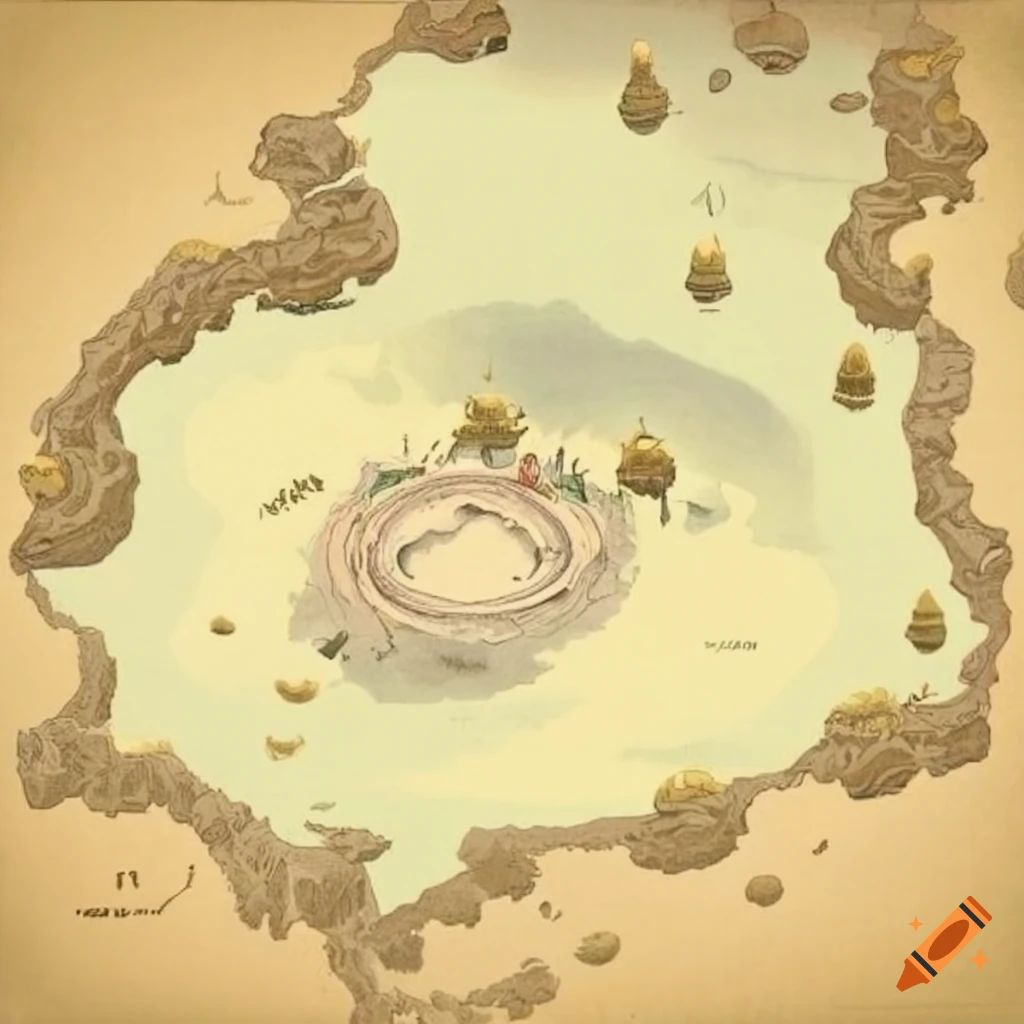 Map of a mythological land on Craiyon