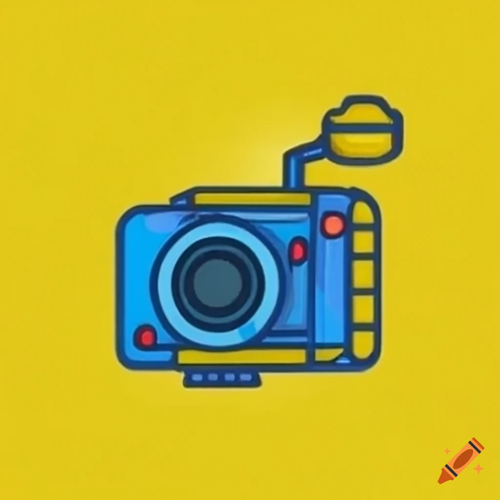 Blue and yellow video camera on Craiyon