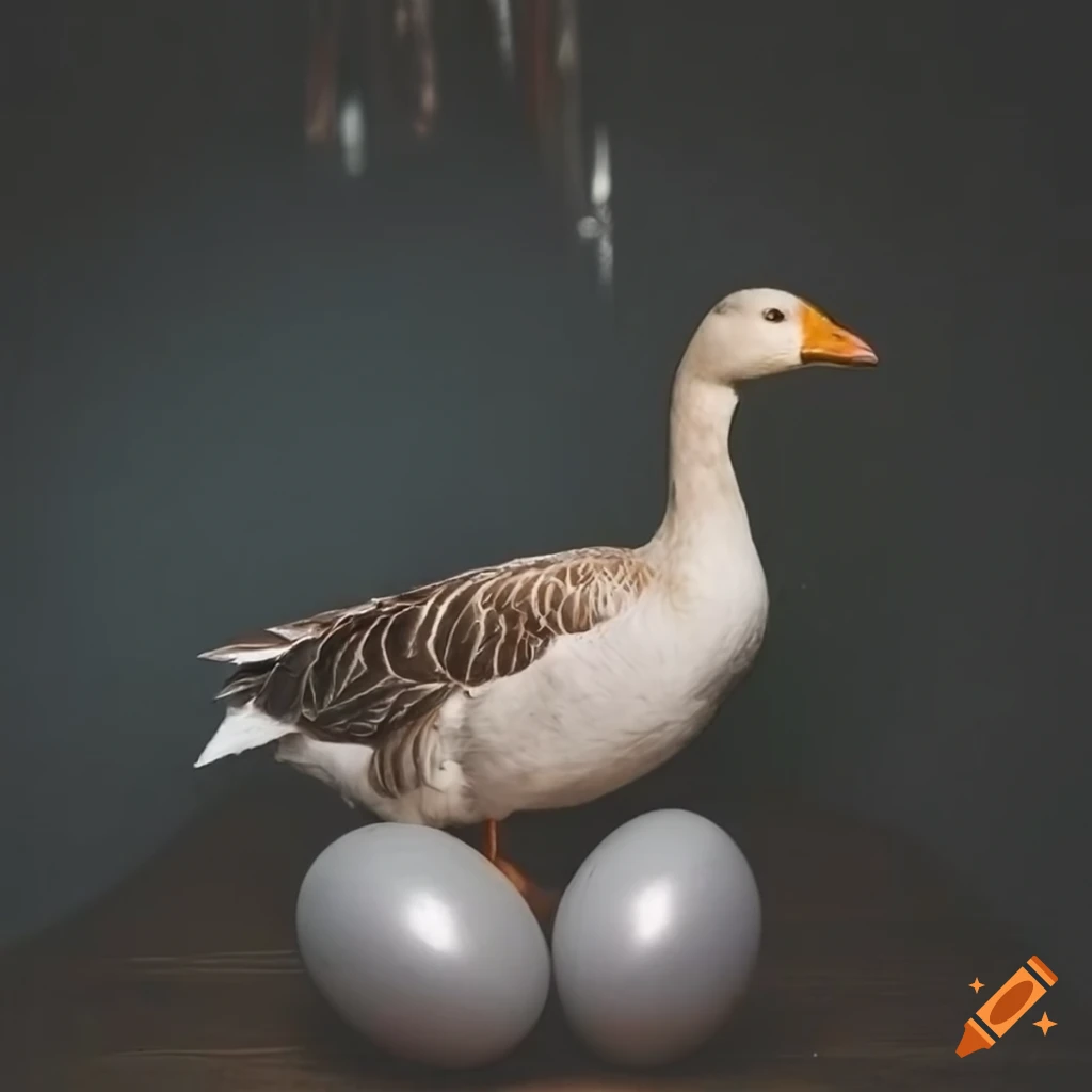 Goose with a silver egg on Craiyon