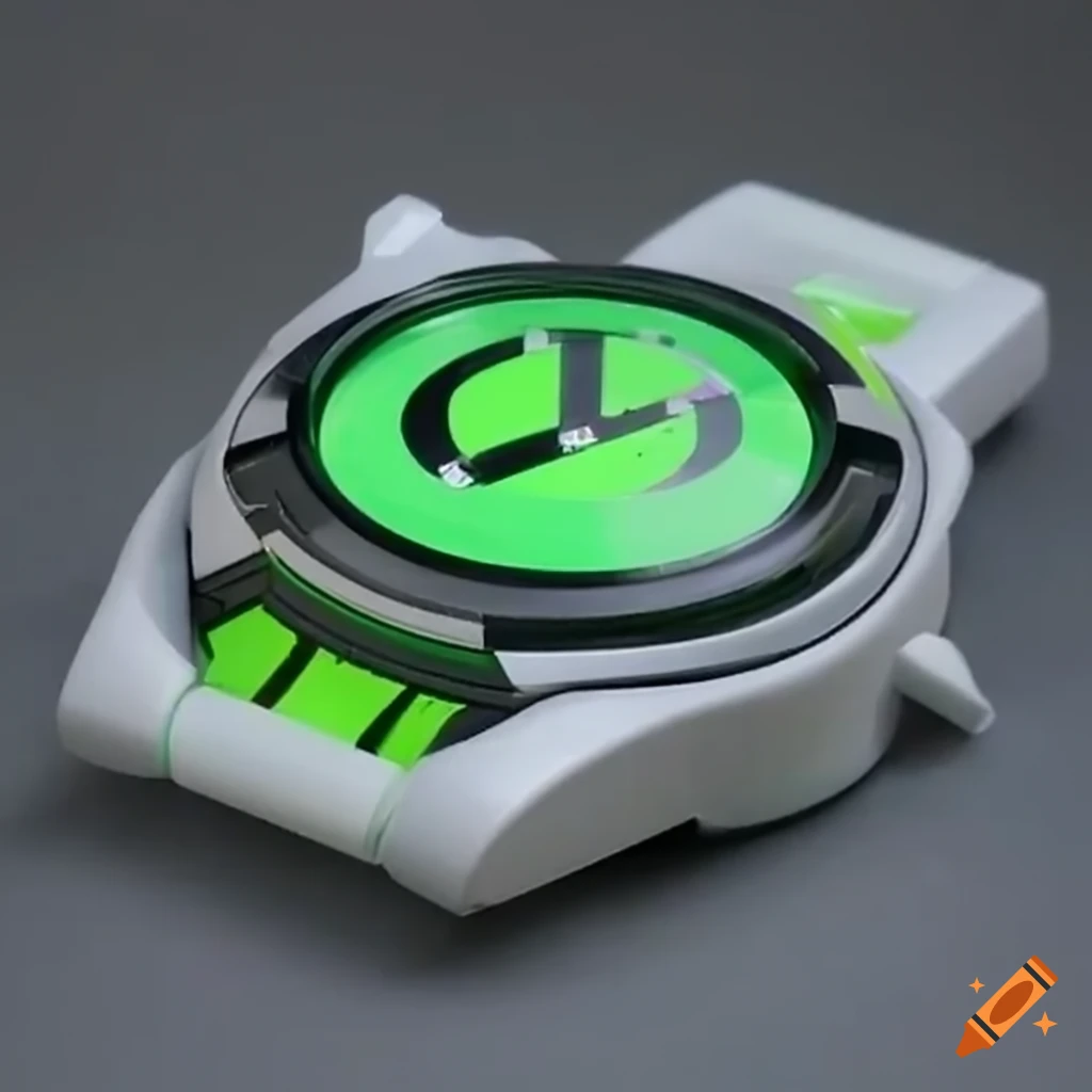 Highly detailed classic omnitrix replica in a futuristic laboratory on ...