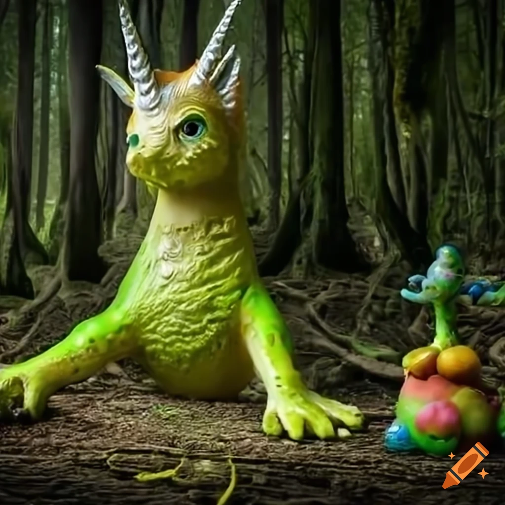 Mythical creatures and mutant omega mart lemon fruit monster in a ...