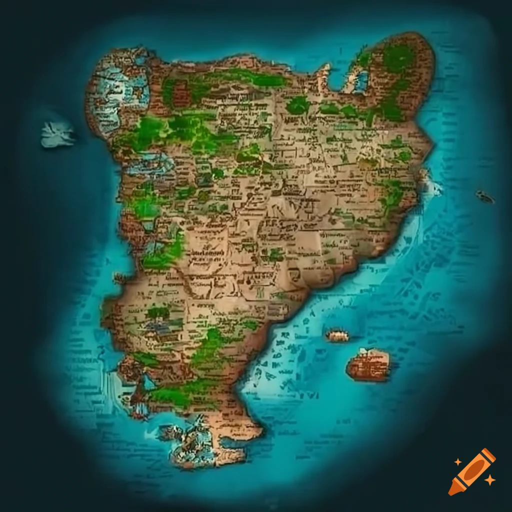 Map showing mayan archaeological ruins on Craiyon