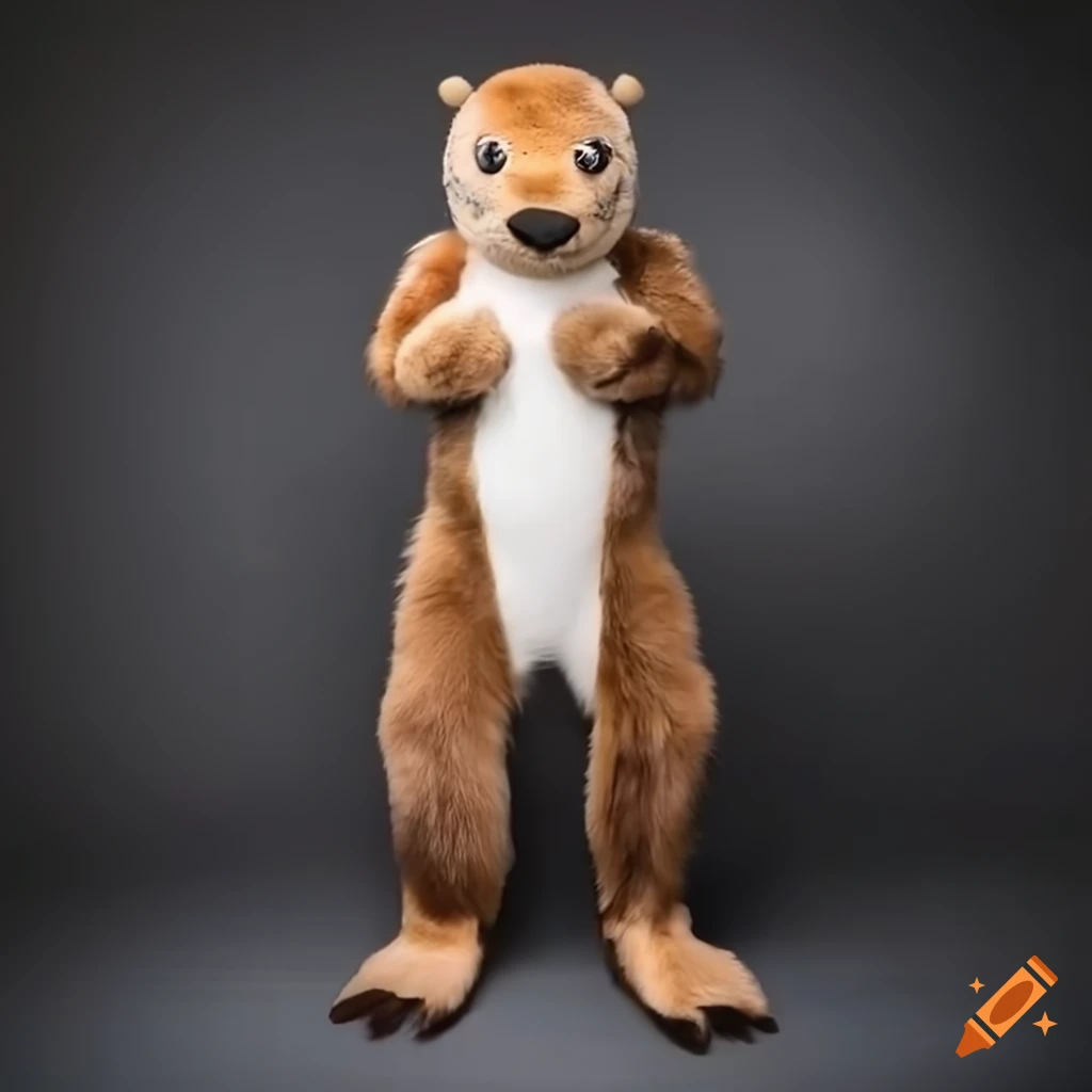 Male workers wearing brown otter fursuits at retail store on Craiyon