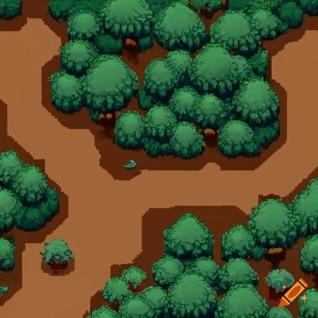 2D pixel art of a canyon route on a sunny day, top-down view on Craiyon