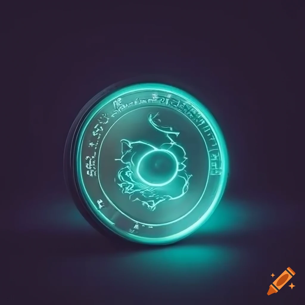 Glowing digital coins in a futuristic sci-fi setting on Craiyon