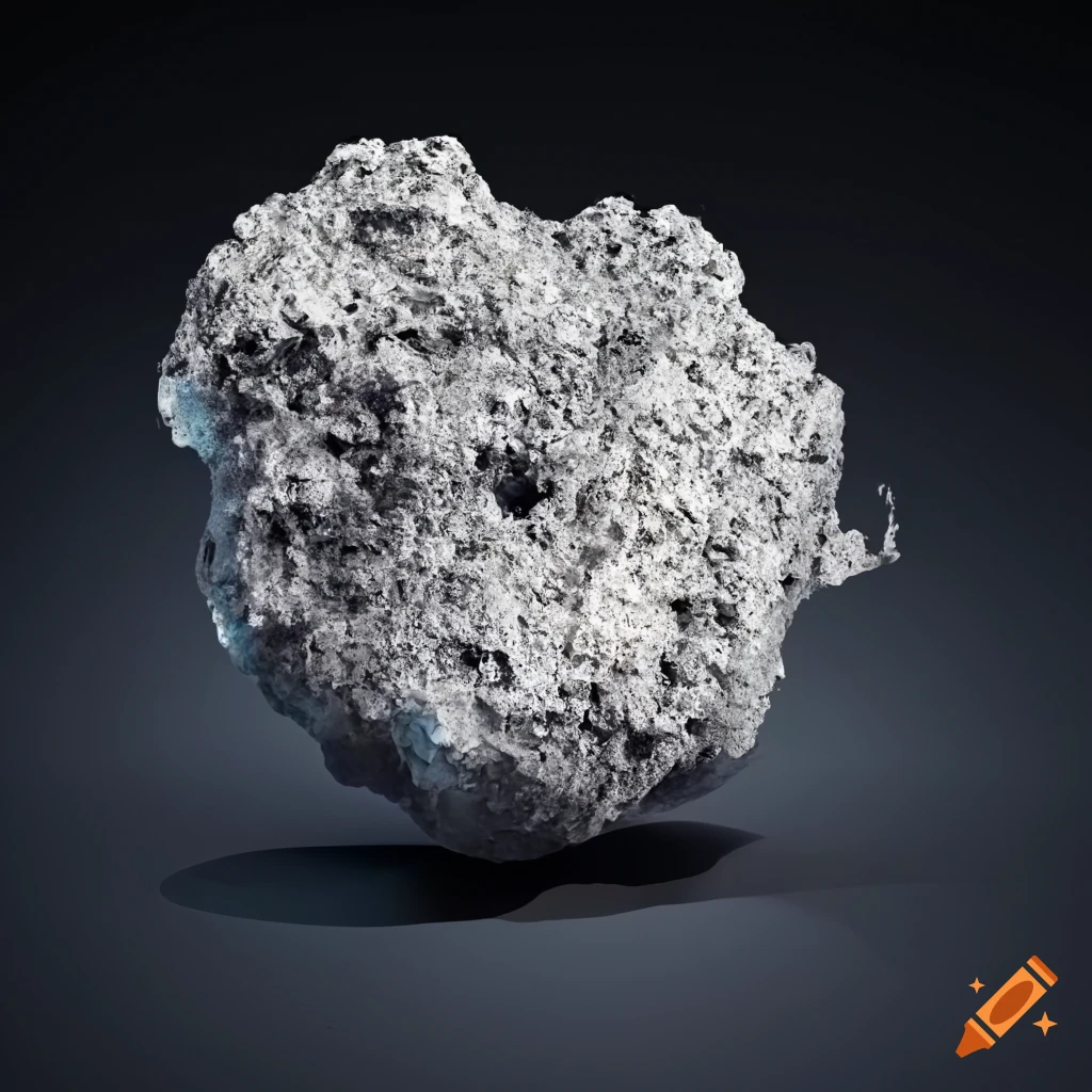 Floating metal ore chunk in a sci-fi setting on a gray background on ...