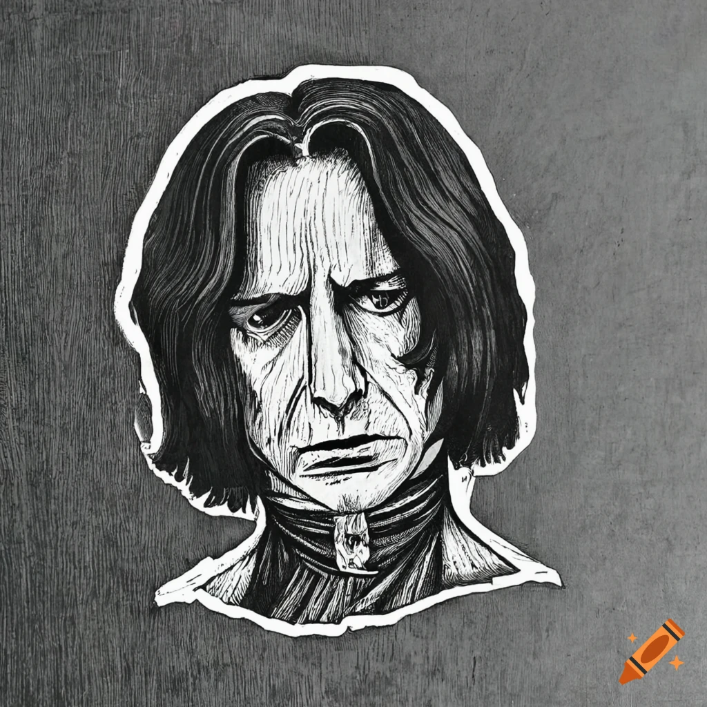 Detailed black and white pen and ink victorian illustration of severus ...