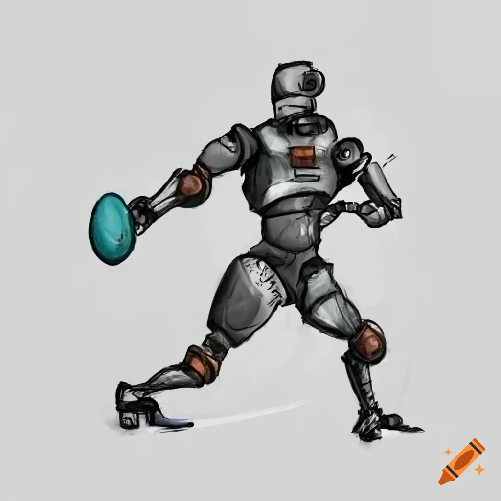 Robot playing rugby on Craiyon