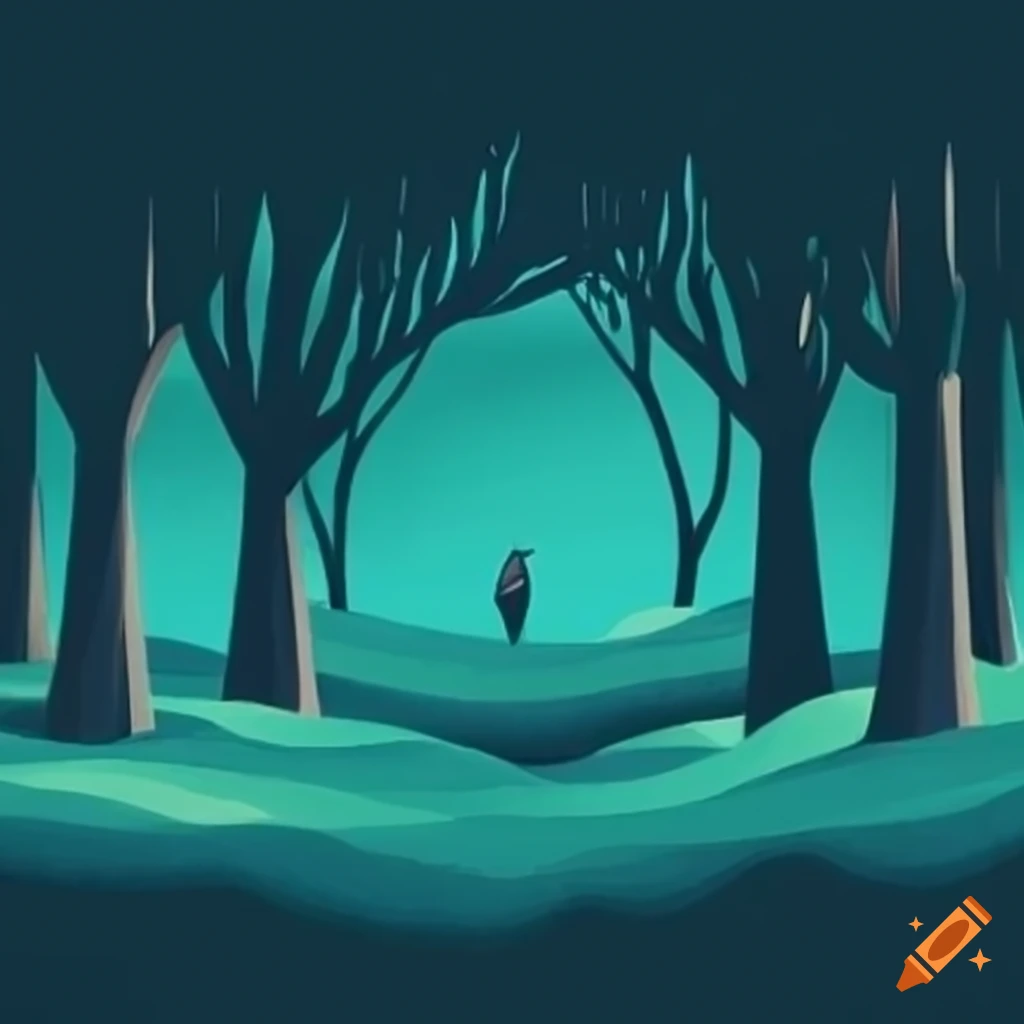 Exquisite minimalist forest landscape representing balance and peace on ...