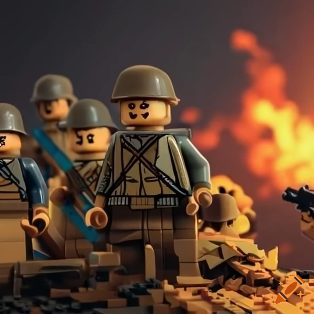 Ww2 battle scene with german and french troops depicted with lego ...
