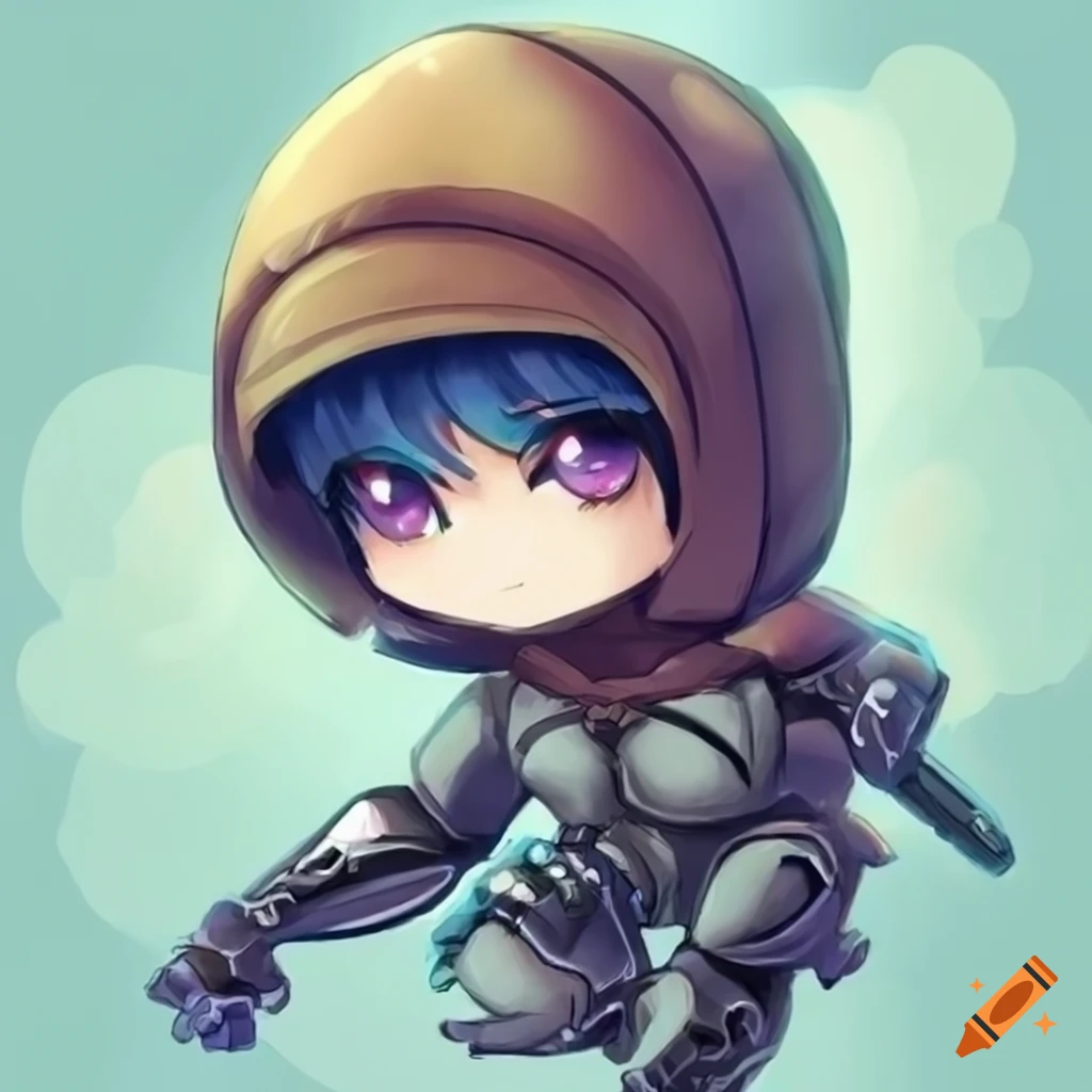 Chibi sci-fi anime style hero character on Craiyon