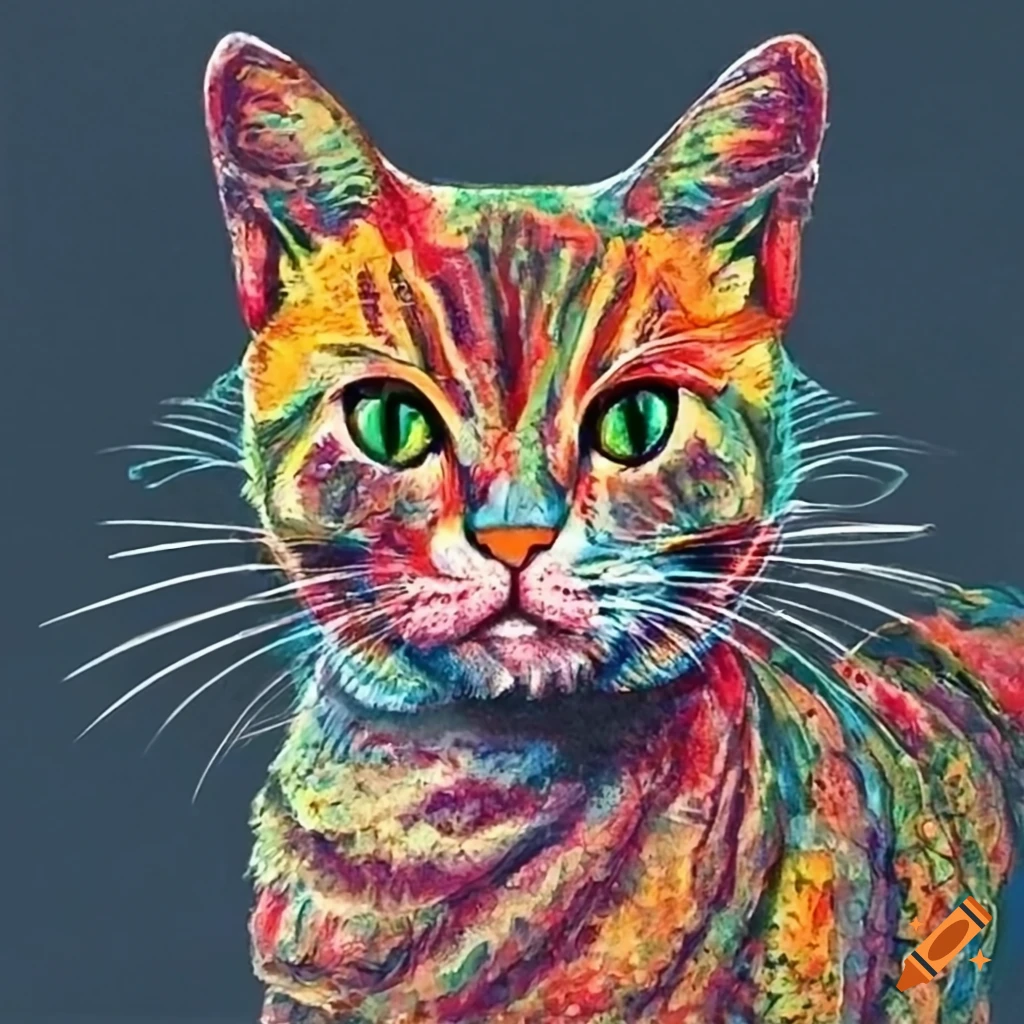 Etching of a cat on Craiyon