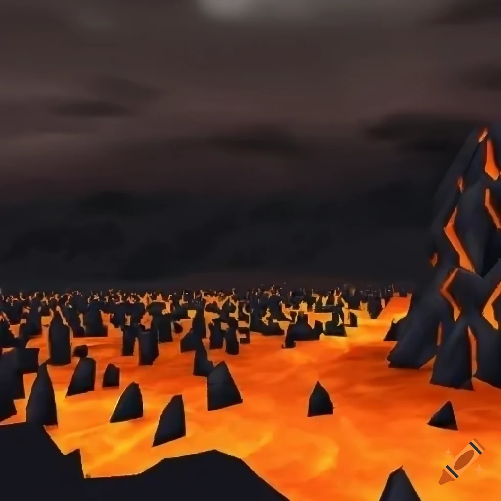 Super mario 64 lethal lava land landscape on Craiyon