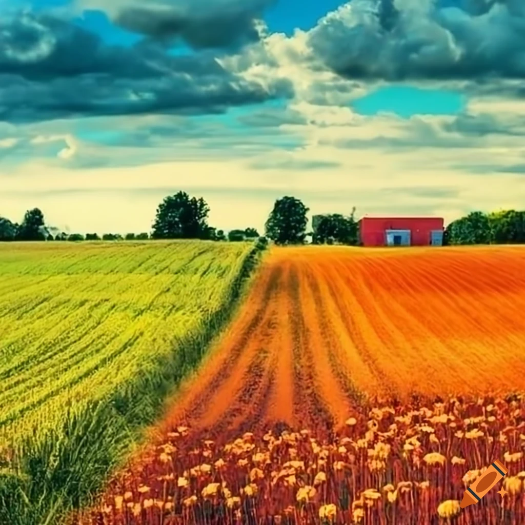 Colorful farm fields in indiana on Craiyon