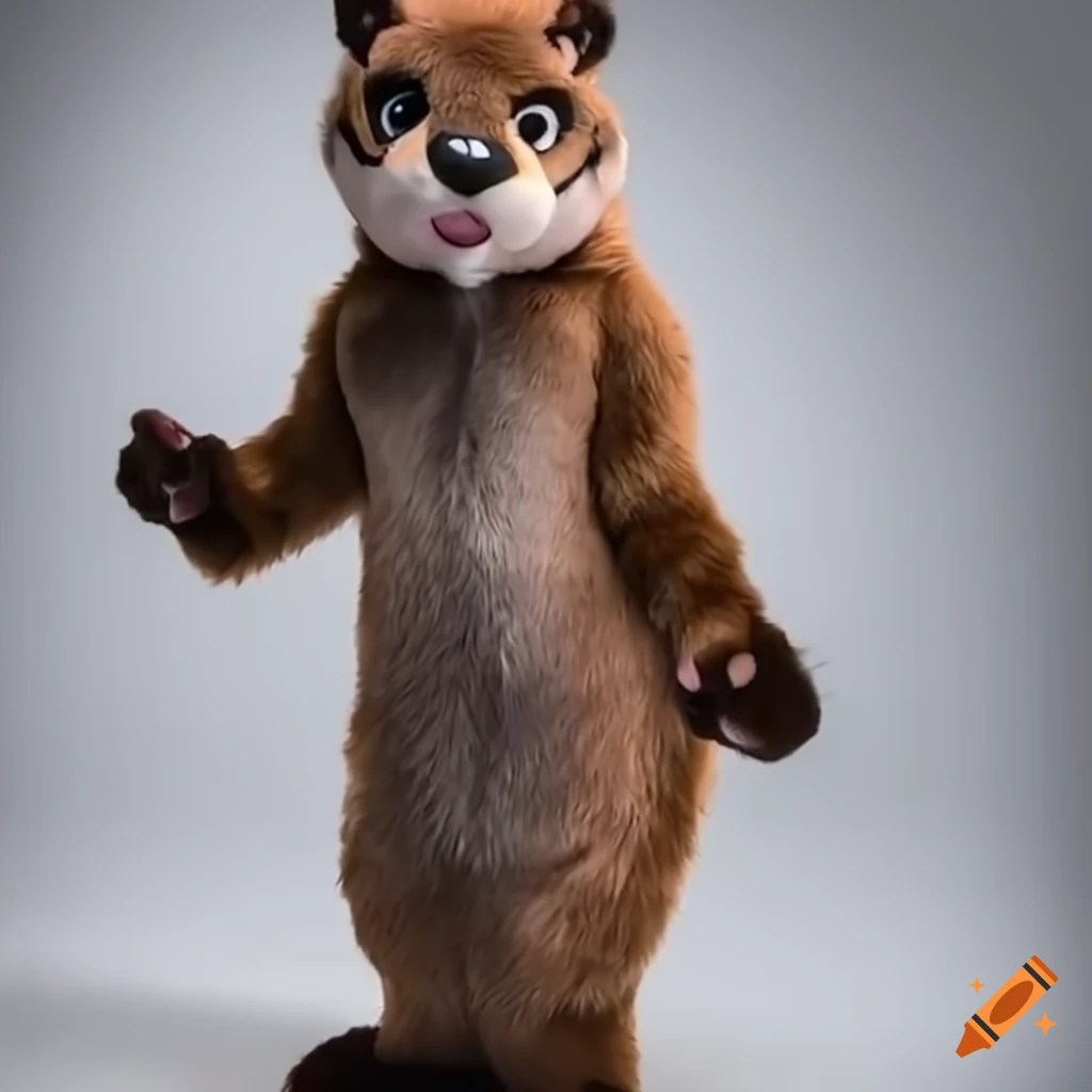 Female teacher in a full body cartoony otter fursuit at school on Craiyon