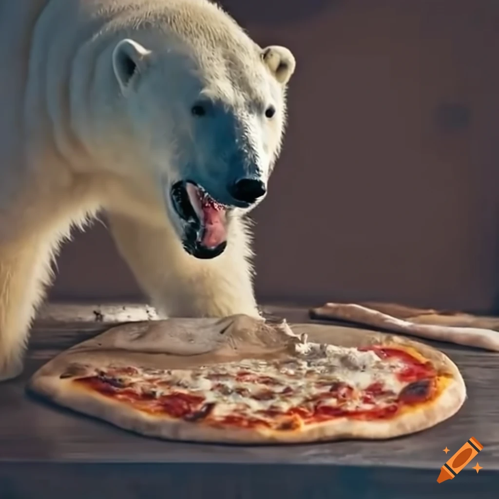 Two polar bears baking a pizza in a pizzeria on Craiyon