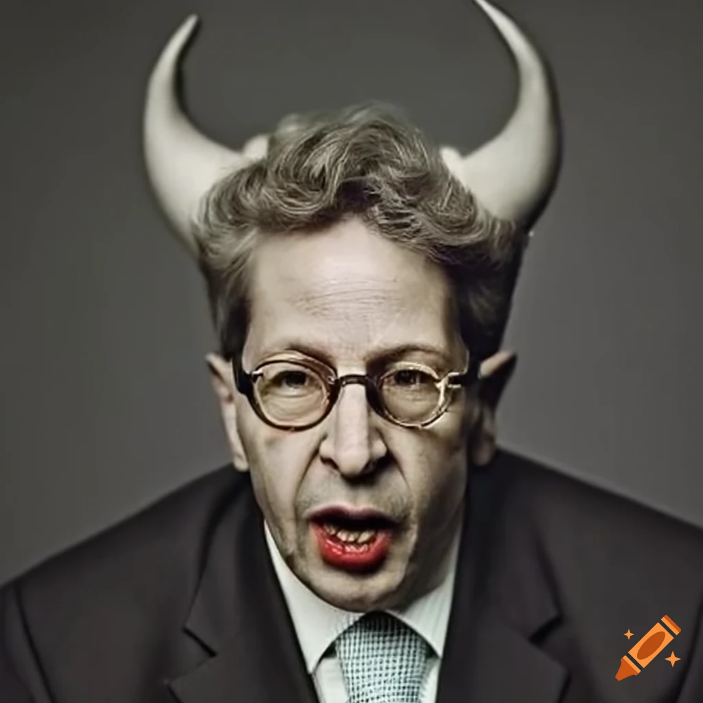 Disgruntled official with mouth open and horns on Craiyon