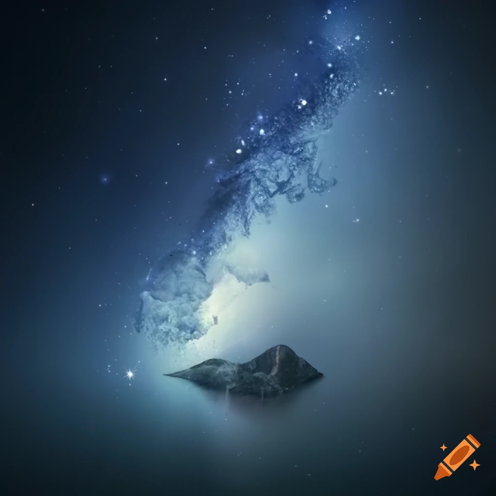 Inverted diamond integrated into the hills under a starry constellation ...