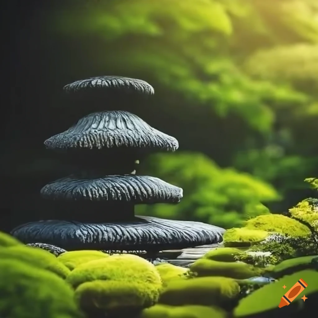 Peaceful japanese traditional garden, also known as zen garden on Craiyon