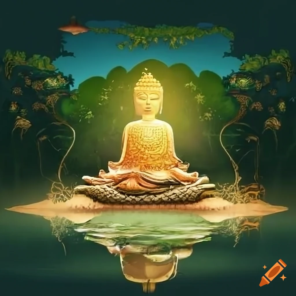 Traditional landscape portraying harmony of nature and zen buddhism on Craiyon