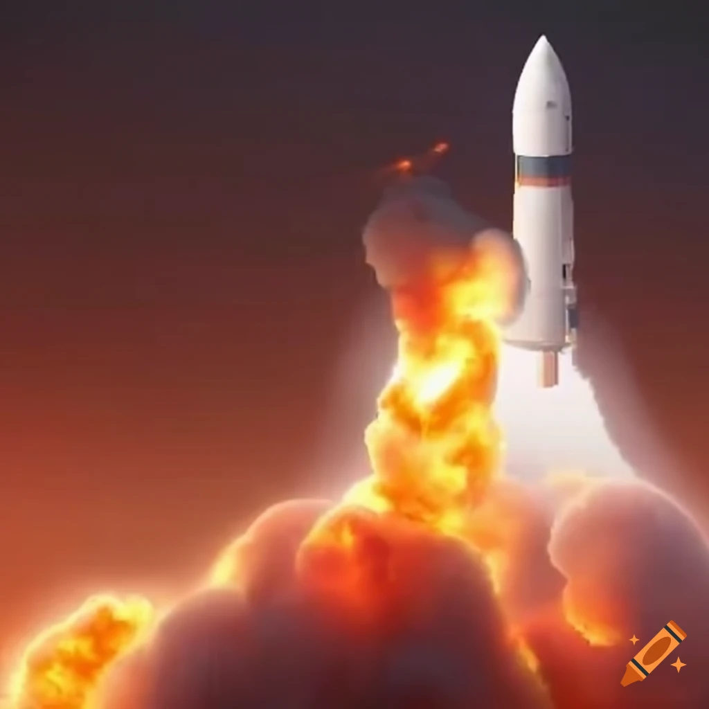 Intricate rocket reaching the apex of an explosion on its gravity ...