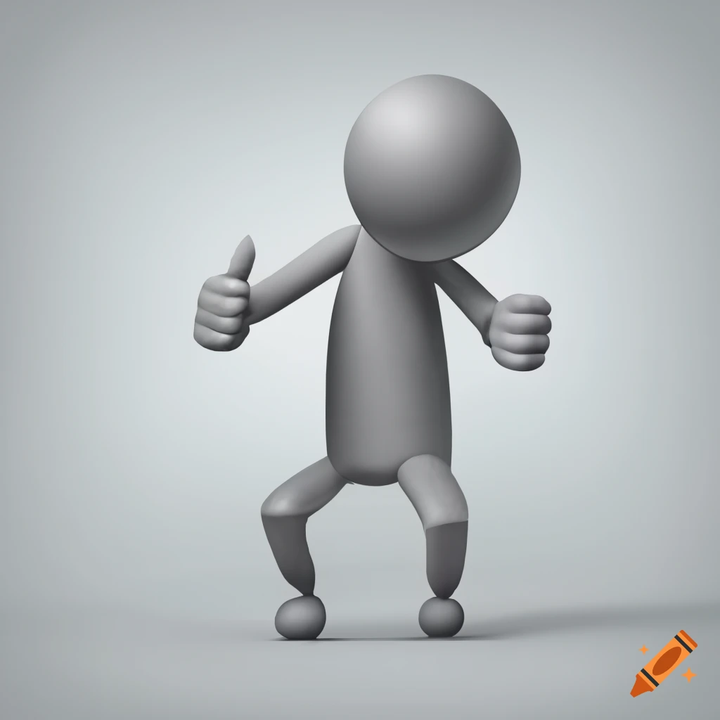 Confident 3D stick figure with colossal thumbs-up gesture on ...