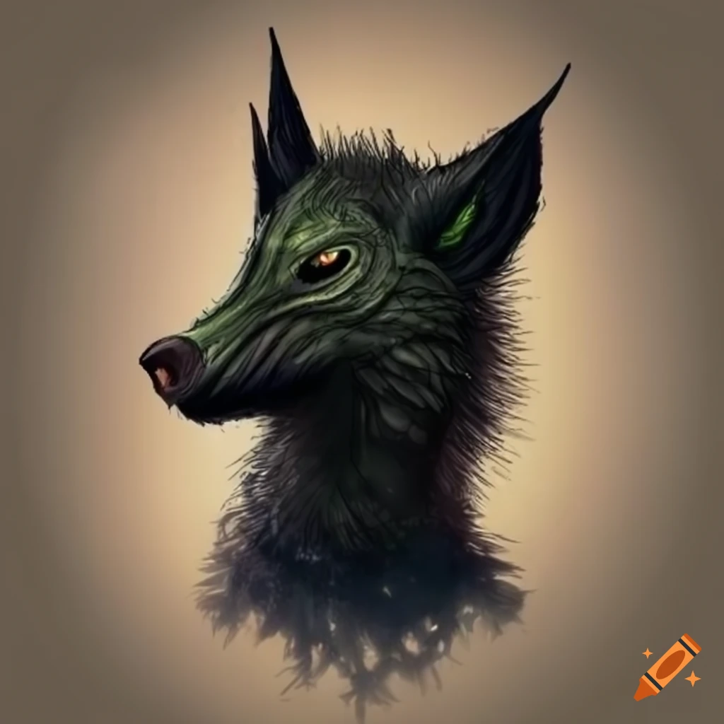 Eerie, folkloric, mythological creature resembling an emaciated feral ...