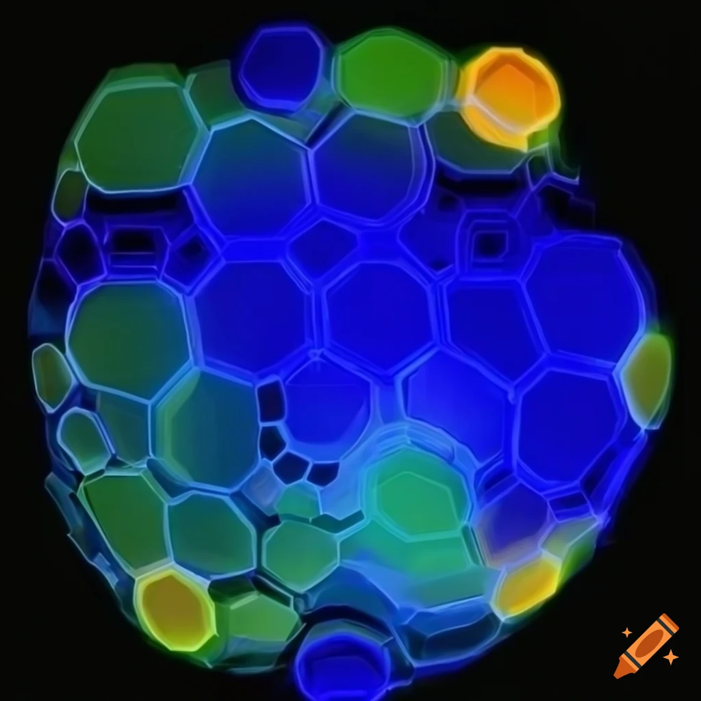 Abstract glowing art made of dots, blobs, and honeycomb shapes on Craiyon