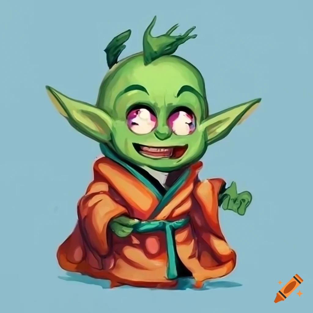 Manic laughing cute goblin in robe on Craiyon