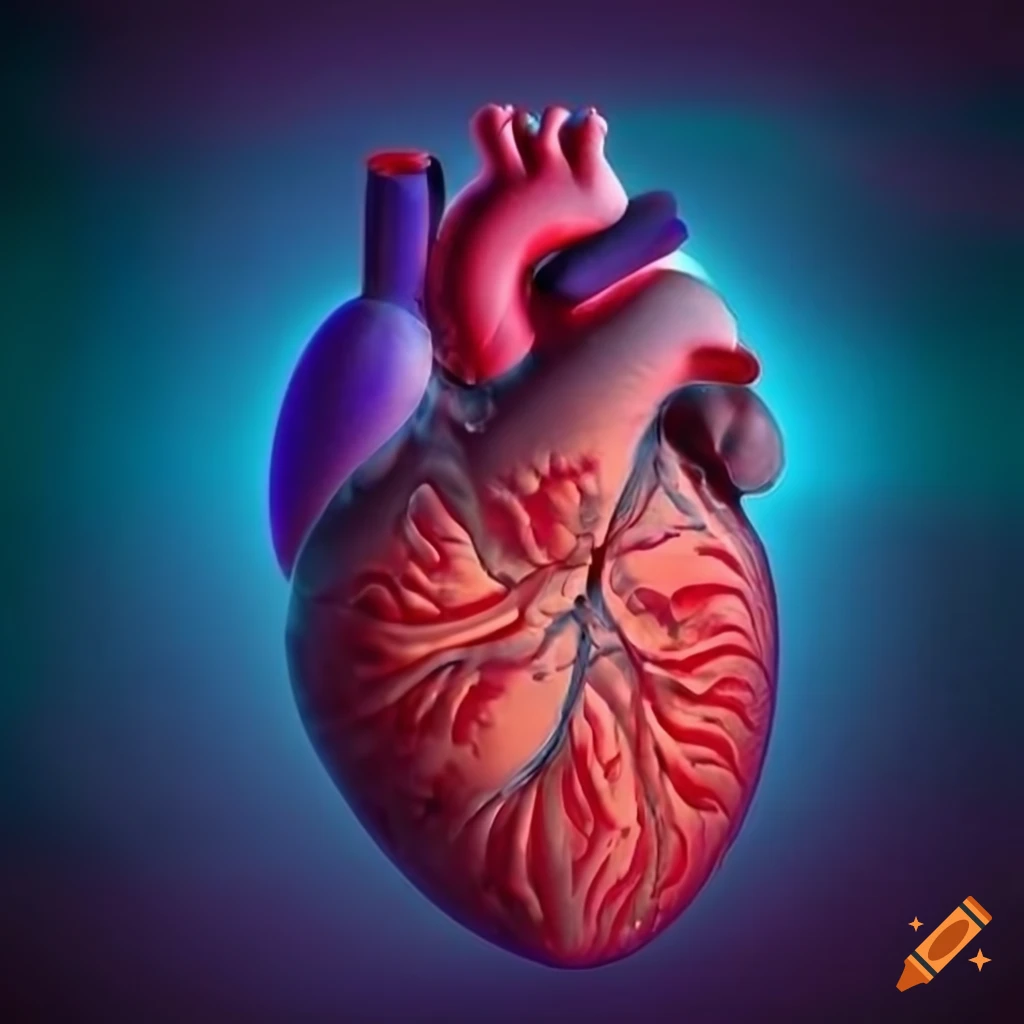 Intricate and captivating heart organ nestled in the chest on Craiyon