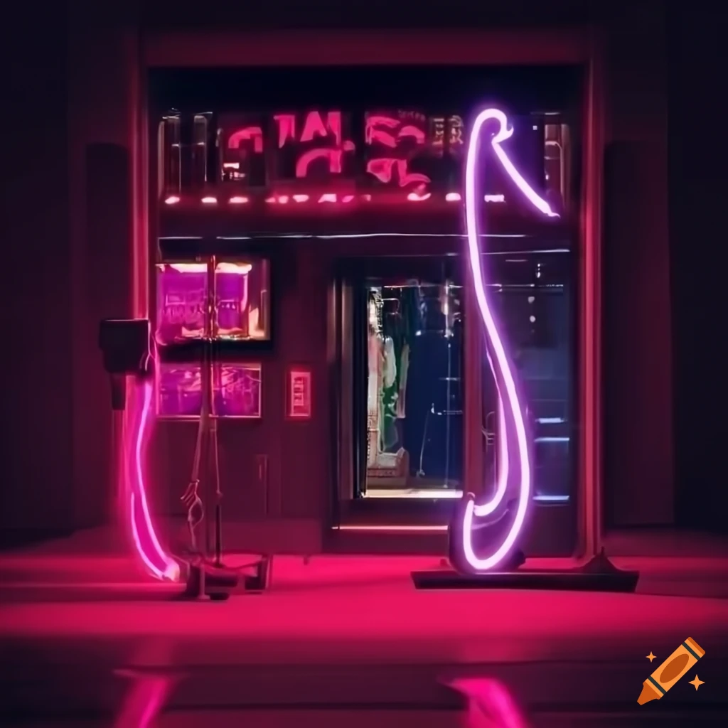 Neon lights in a retail space on Craiyon