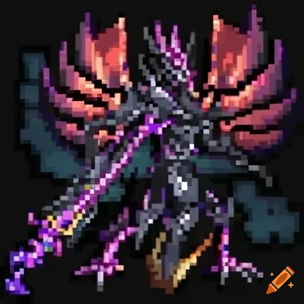Epic pixel art of yugioh black dragoon on Craiyon