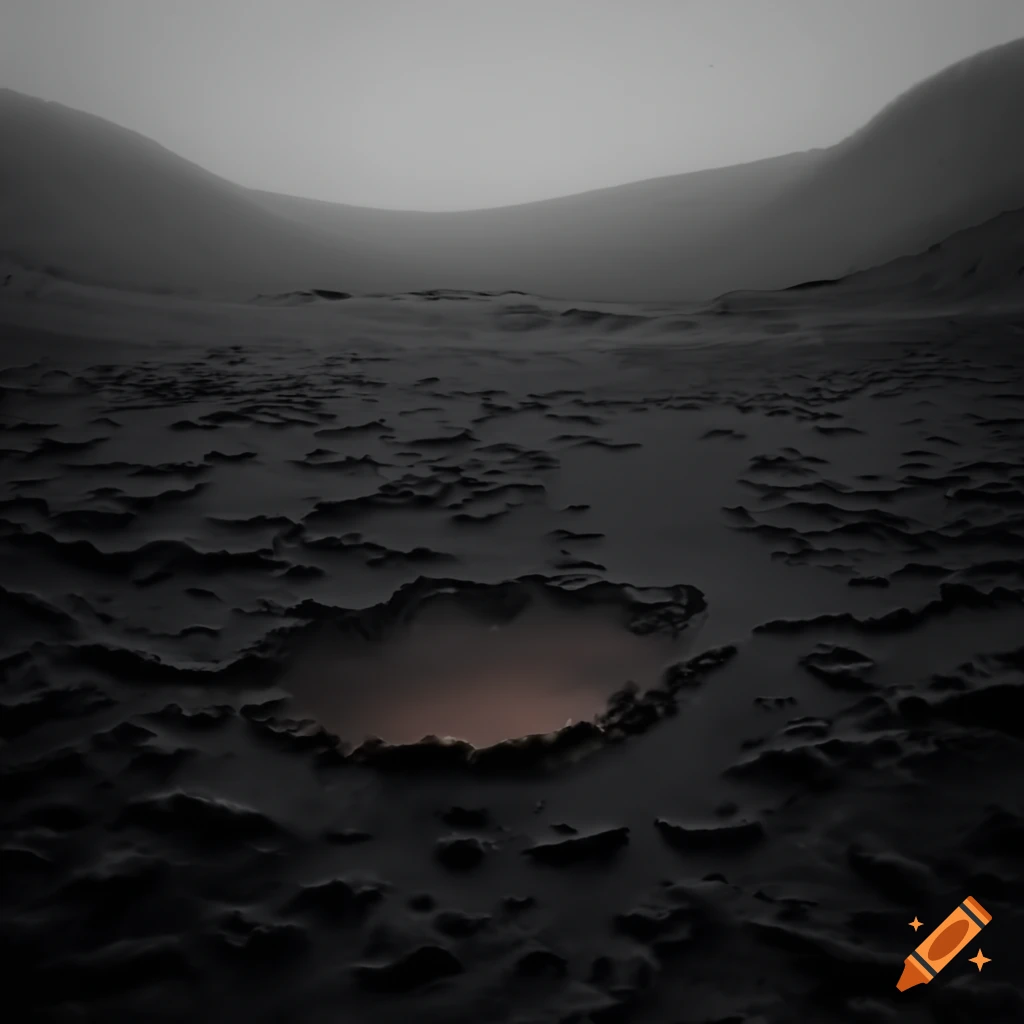 Desolate landscape with craters on Craiyon