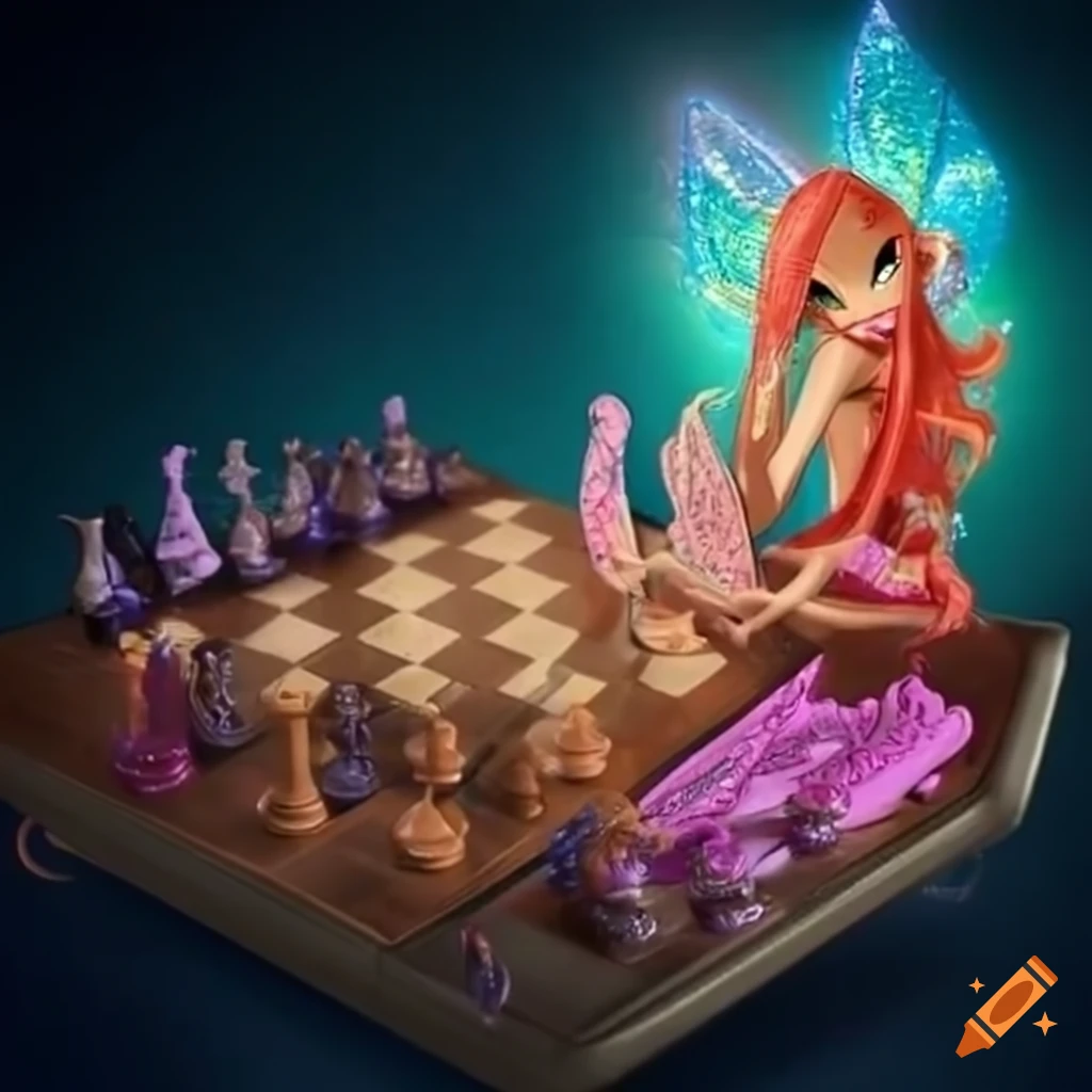 Winx fairies playing chess on Craiyon